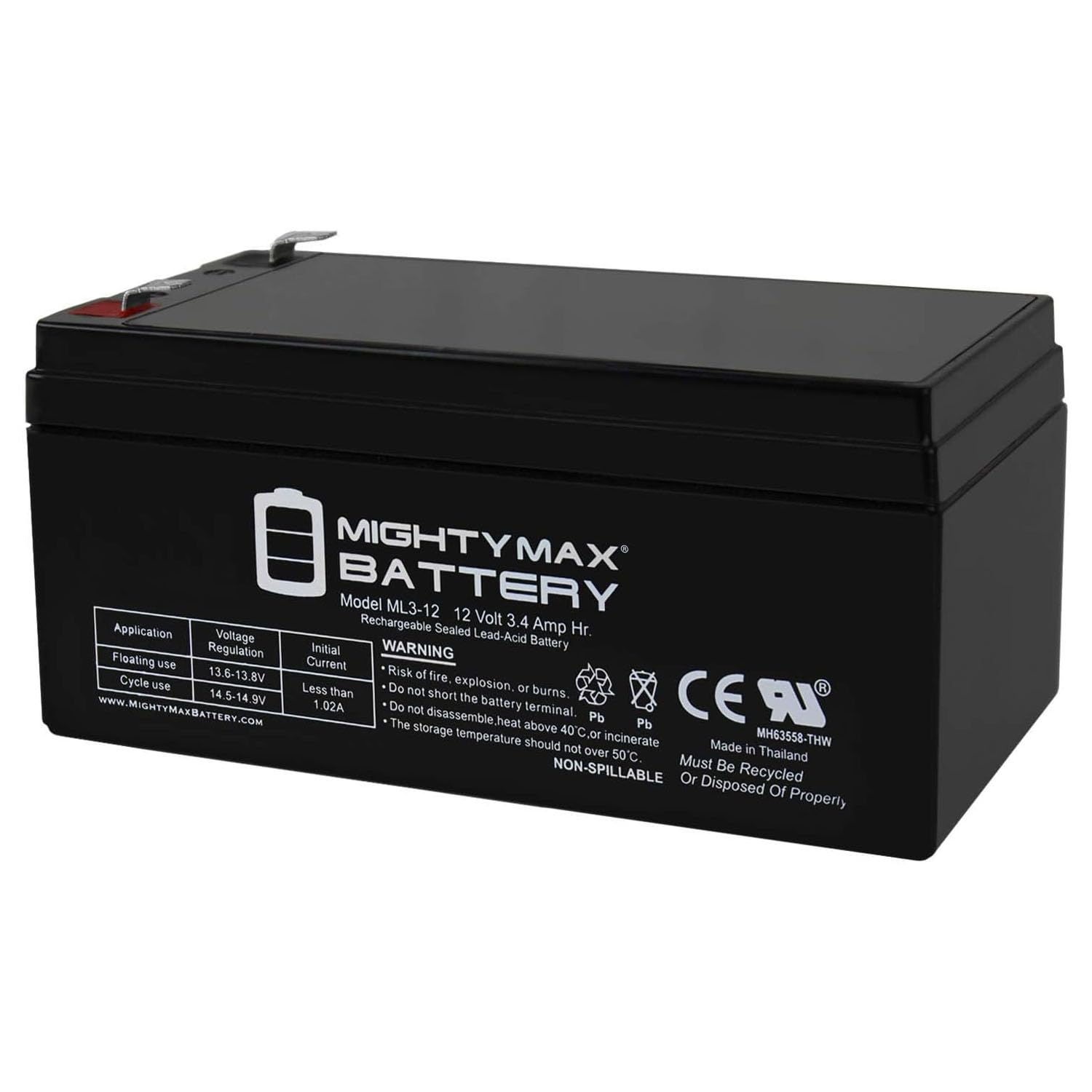 Mighty Max Battery ML3-12 - 12V 3AH Replacement Battery for APC Back-UPS ES BE350C / BE350R