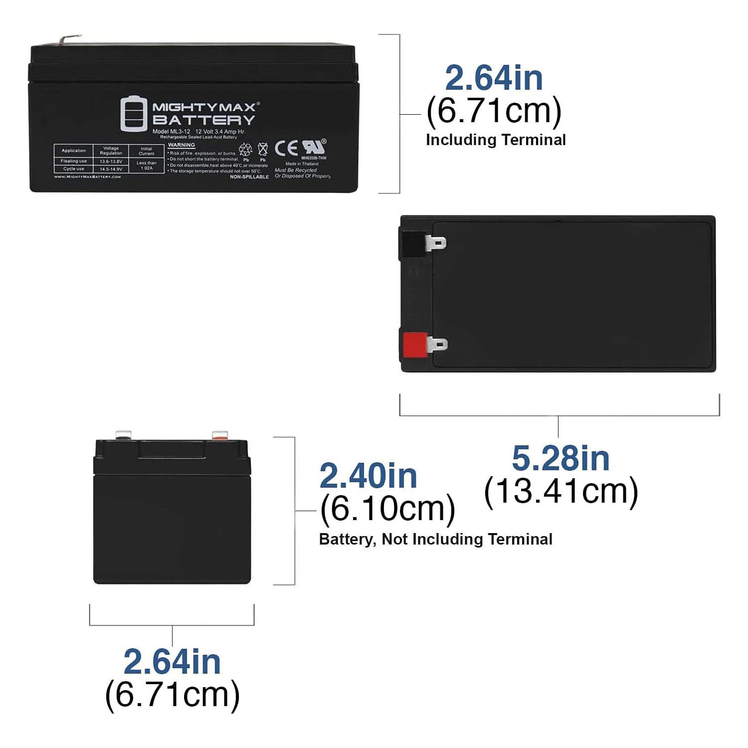 Mighty Max Battery ML3-12 - 12V 3AH Replacement Battery for APC Back-UPS ES BE350C / BE350R