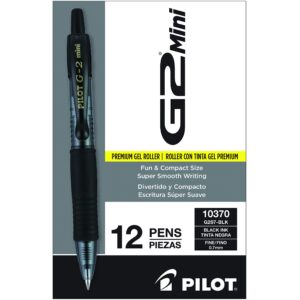 Pilot, G2 Mini Premium Rolling Ball Gel Pens, Fine Point 0.7mm, Black, Pack of 12