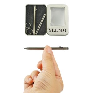 yeemo mini pen,non-toxic titanium edc pen with keychain, compact and stylish small pen(only 82mm in length and comes with 2 refill cartridges)