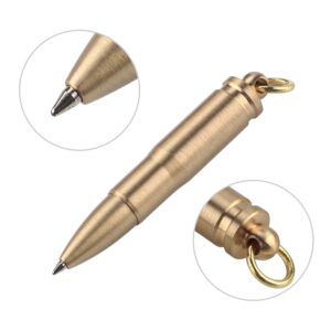 SMOOTHERPRO Solid Brass Keychain Ballpoint Pen Mini Necklace Ball Pen Included 5 Refills Backup for Driver Mailman Hostess Camper (KT463)