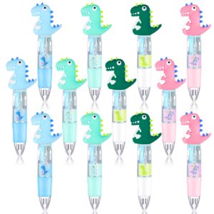 chinco 12 pieces mini dinosaur pen multicolor dinosaur ballpoint pen retractable gel ink dinosaur pen shuttle pen for kid office school valentine party favor (dinosaur style)