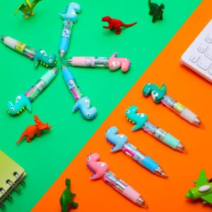 Chinco 12 Pieces Mini Dinosaur Pen Multicolor Dinosaur Ballpoint Pen Retractable Gel Ink Dinosaur Pen Shuttle Pen for Kid Office School Valentine Party Favor (Dinosaur Style)