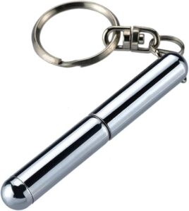 silver retractable mini pen made of stainless steel metal tool pen retractable pocket pen keychain dad gadgets, birthday, christmas for students, office staff, construction workers ballpoint pens