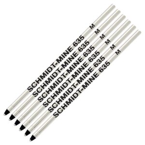 schmidt 635 mini ball pen refill - 6 pack - black