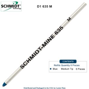 Schmidt 635 Mini Ball Pen Refill - 6 Pack - Blue