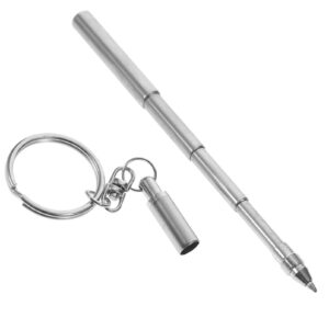 metal pen pen stainless steel retractable pen keychain: mini ballpoint pen on keychain tiny metal pocket pen with key ring for carpenters nurses waitresses metal pen pen keychain