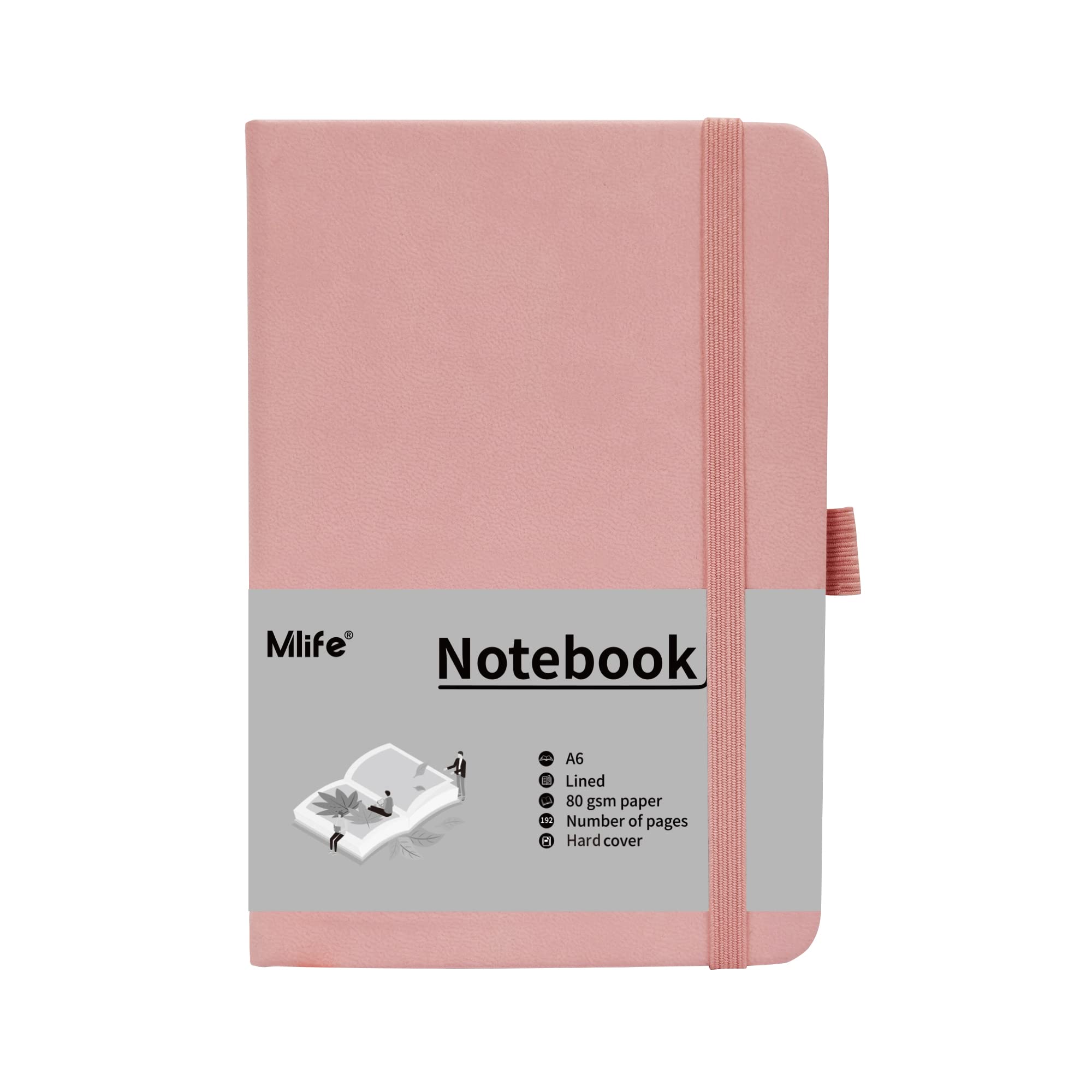 A6 Small Journal Notebook, Lined Pocket Notebook with Pen Holder, Mini Notebook Hardcover, 192 Pages, 3.9 inches * 5.5 inches Jurnal for Women and Man（1PACK Pink）