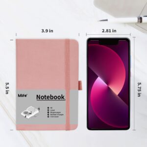 A6 Small Journal Notebook, Lined Pocket Notebook with Pen Holder, Mini Notebook Hardcover, 192 Pages, 3.9 inches * 5.5 inches Jurnal for Women and Man（1PACK Pink）