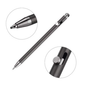 SMOOTHERPRO Mini Titanium Bolt Action Pen Compatible with Fisher SU Broken Off Refill with Necklace Key Ring for Backup Pendant Work EDC Business Natural (KT209)