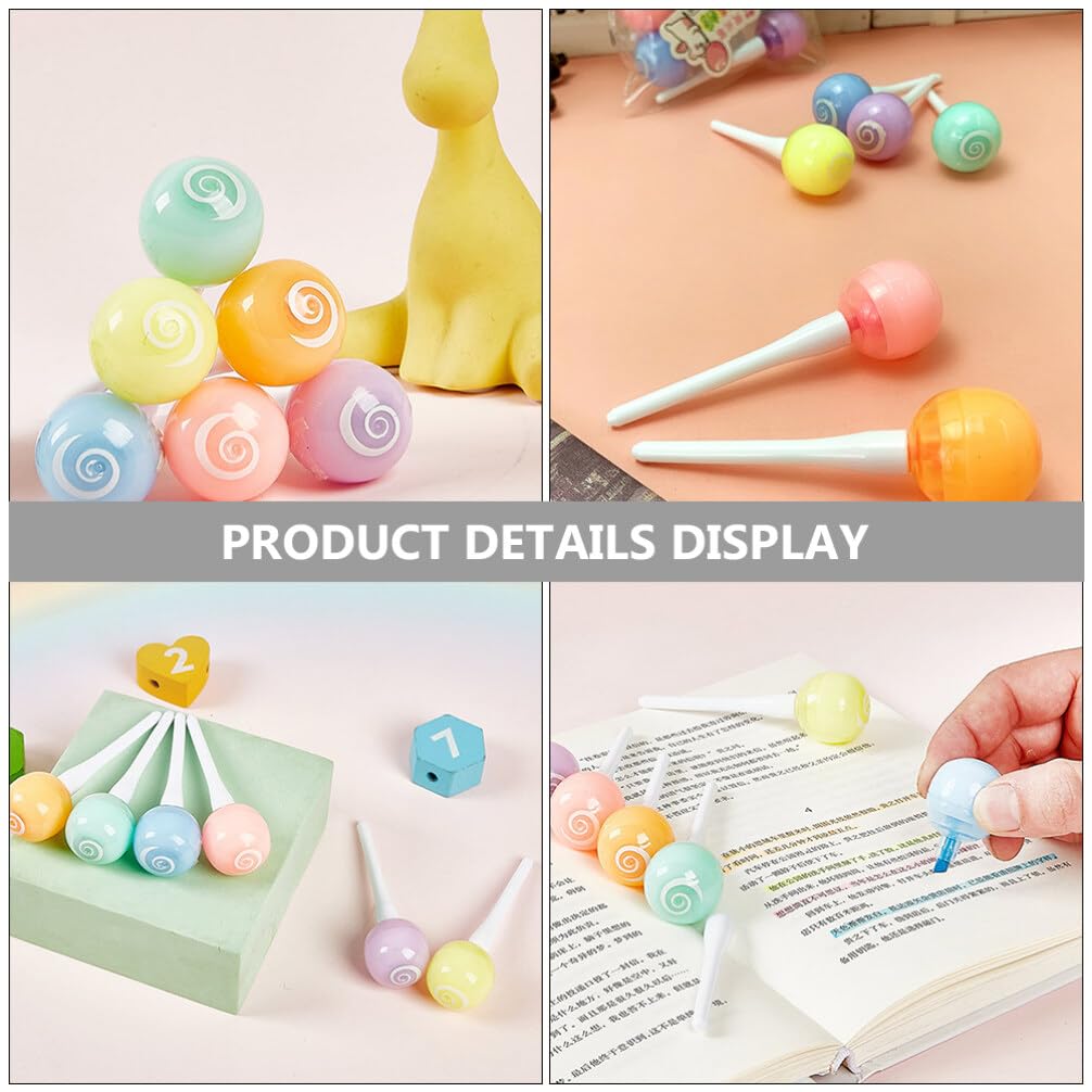 EXCEART Highlighters 6Pcs Cute Mini Highlighter Pen lollipop shaped Pastel Color Chisel Tip Gift Highlighter Marker Fine Point Tips for Art Posters Painting Bookmarks