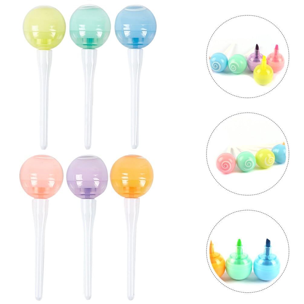 EXCEART Highlighters 6Pcs Cute Mini Highlighter Pen lollipop shaped Pastel Color Chisel Tip Gift Highlighter Marker Fine Point Tips for Art Posters Painting Bookmarks