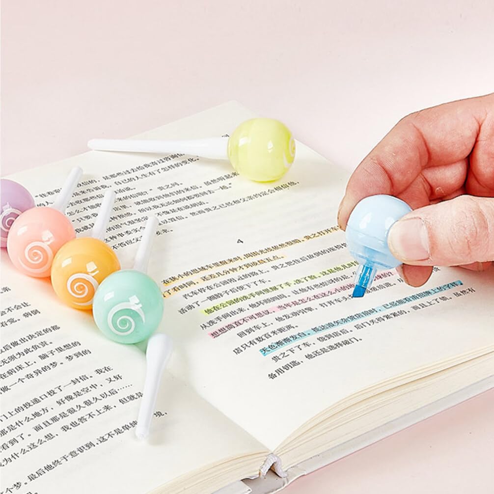 EXCEART Highlighters 6Pcs Cute Mini Highlighter Pen lollipop shaped Pastel Color Chisel Tip Gift Highlighter Marker Fine Point Tips for Art Posters Painting Bookmarks