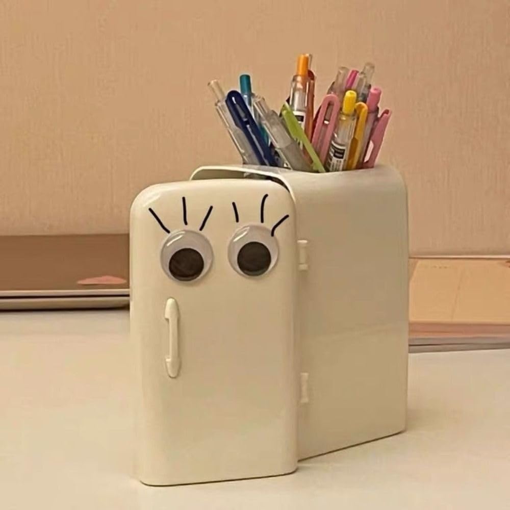 1PCS Mini Pen Holder,Portable Pen Holder Large-capacity Waterproof Storage Box Kawaii Pen Holder for Office(white)