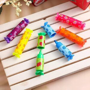 Candy Shape Highlighter, 6pcs Cute Candy Highlighters, Enhanced Notetaking Marker Pen, Size Light Weight Candy Highlighter Pens with Delightful Fruit Patterns For Kids Drawing and Greeting Card