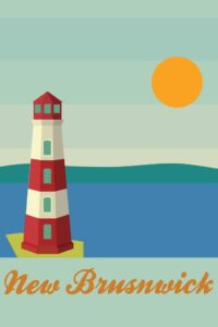 laminated retro style new brunswick lighthouse travel poster dry erase wall art 12x18