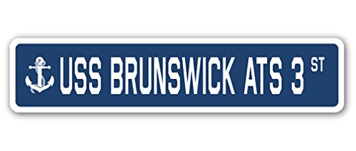 USS Brunswick ATS 3 Street Sign us Navy Ship Veteran Sailor Gift