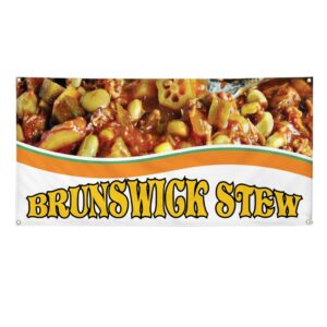 vinyl banner multiple sizes brunswick stew outdoor advertising printing restaurant & food outdoor weatherproof industrial yard signs orange 4 grommets 12x30inches