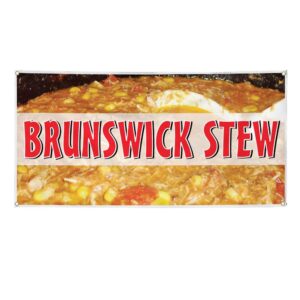 vinyl banner multiple sizes brunswick stew restaurant cafe bar restaurant & food outdoor weatherproof industrial yard signs brown 4 grommets 24x36inches