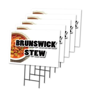 brunswick stew 5 pack of 12" x 16" yard sign & stake | advertise your business | stake included image on both sides | made in the usa