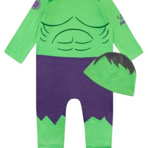 Marvel Baby Boys Avengers The Incredible Hulk Sleepsuit and Hat Set Green 3-6 M