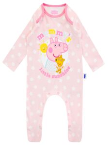 peppa pig baby girls footies pink 3-6 m