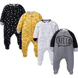 gerber baby boys' 4 pack sleep 'n play footie, star, 0-3 months