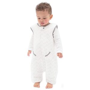 tealbee dreamsuit: toddler sleep sack with feet 12-18 months, 18-24 months - 1.2 tog all season baby wearable blanket for walkers - rayon made from bamboo, organic cotton sleep bag - love milk