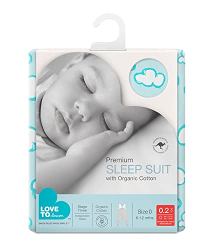 Love to Dream Lite Organic Baby Sleep Suit (12-24 Mo), Super Soft Temp Regulating Sleeping Suit, 0.2TOG Lightweight Wearable Blanket, Turquoise