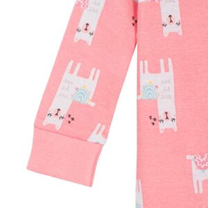 Gerber Baby Girls' 4-Pack Footed Pajamas, Love Llamas Pink, 6 Months