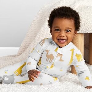 Simple Joys by Carter's Baby Boys' 2-Pack Fleece Footed Sleep and Play, Blue Alligator/White Giraffe, 3-6 Months