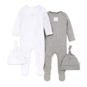 burt's bees baby 'baby-boys' matelasse organic kimono one piece jumpsuit and toddler footie, heather grey/white 2-pk, 3-6 months us