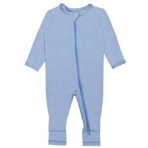 guisby baby pajamas footless, comfy long sleeve with zipper sleepers light blue 18-24 months