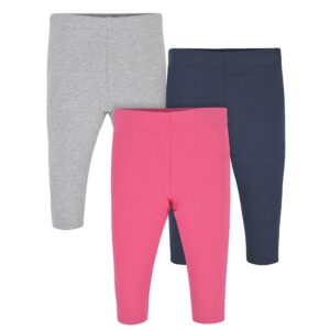 gerber baby girl's toddler multi-pack premium leggings, hot pink/navy, 3-6 months