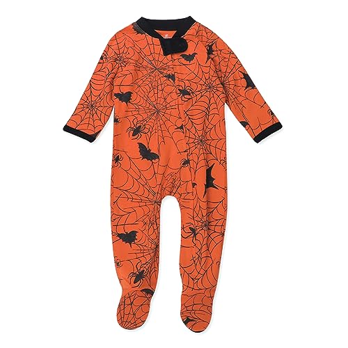 HonestBaby Sleep and Play Footed Pajamas One-Piece Sleeper Jumpsuit Zip-front PJs Organic Cotton for Baby Boys, Unisex, Batty, 0-3 Months