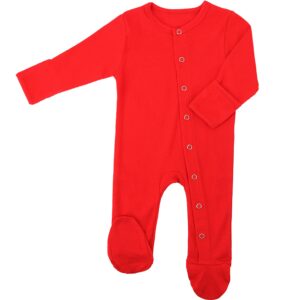 kisbini baby footed pajamas with mitten cuffs unisex cotton snap-up romper jumpsuit sleep and play 0-12 months footies