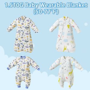 XIFAMNIY 1.5 TOG Baby Wearable Blanket Toddler Kids Sleeping Bag Detachable Long Sleeve Swaddle