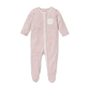 mori baby unisex clever pajamas in stardust with two way zip - comfort footed nightwear for boys and girls - newborn