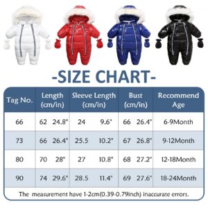 Happy Cherry Newborn Baby's Romper Hooded Jumpsuit Fall Winter Warm Jacket Unisex Baby Long Sleeve Zipper Cartoon Sleepsuit 12-18 Months Red