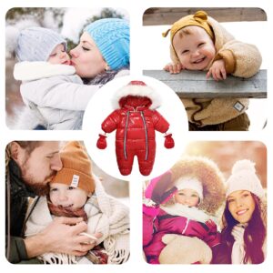 Happy Cherry Newborn Baby's Romper Hooded Jumpsuit Fall Winter Warm Jacket Unisex Baby Long Sleeve Zipper Cartoon Sleepsuit 12-18 Months Red