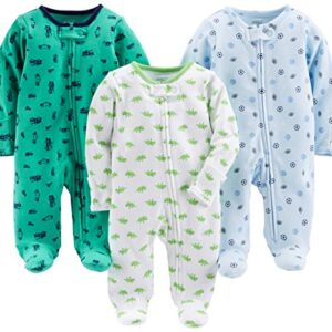 Simple Joys by Carter's Baby Boys' 3-Pack Sleep and Play, Cars/Dinosaur/Sports Pack, Newborn