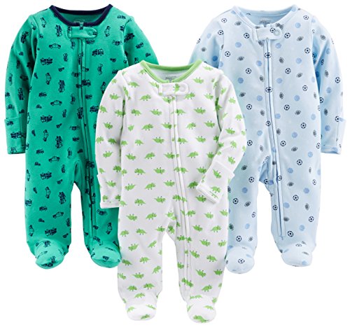 Simple Joys by Carter's Baby Boys' 3-Pack Sleep and Play, Cars/Dinosaur/Sports Pack, Newborn