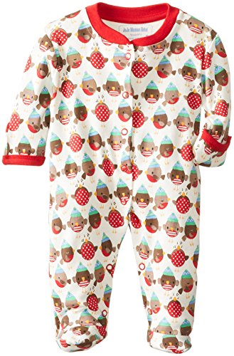 JoJo Maman Bebe Unisex-Baby Newborn Funky Robin Sleepsuit, Red, New Born