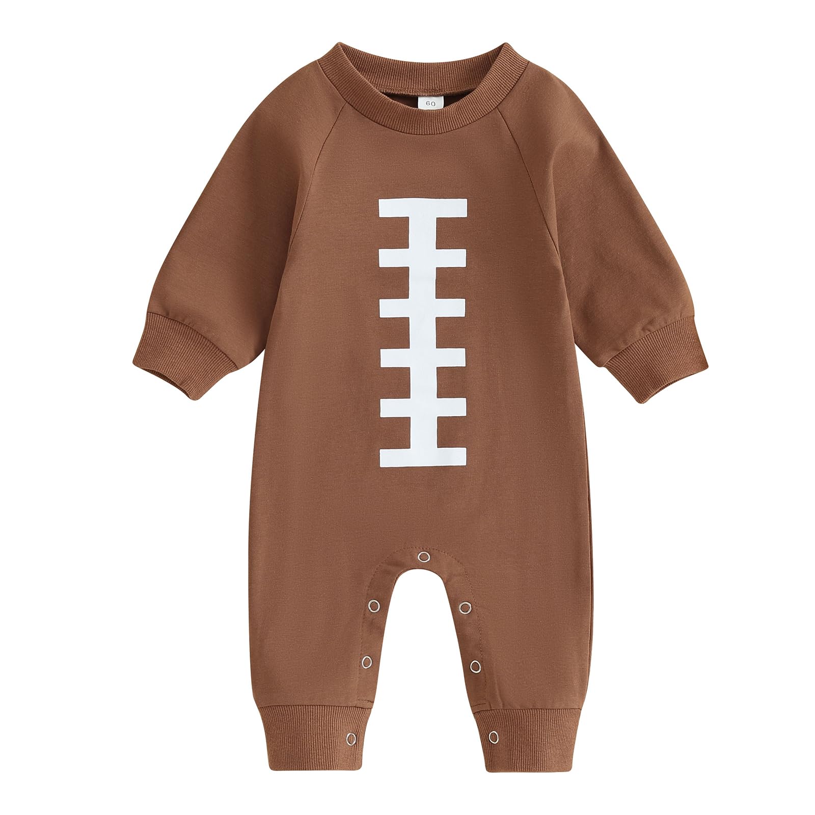 DuAnyozu Newborn Baby Boy Girl Football Outfit Long Sleeve Romper Jumpsuit Infant Game Day Outfit Fall Winter Clothes (coffee-color, 3-6 Months)