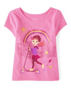 the children's place baby-girls and toddler girls short sleeve graphic t-shirt pink scooter 12-18 months