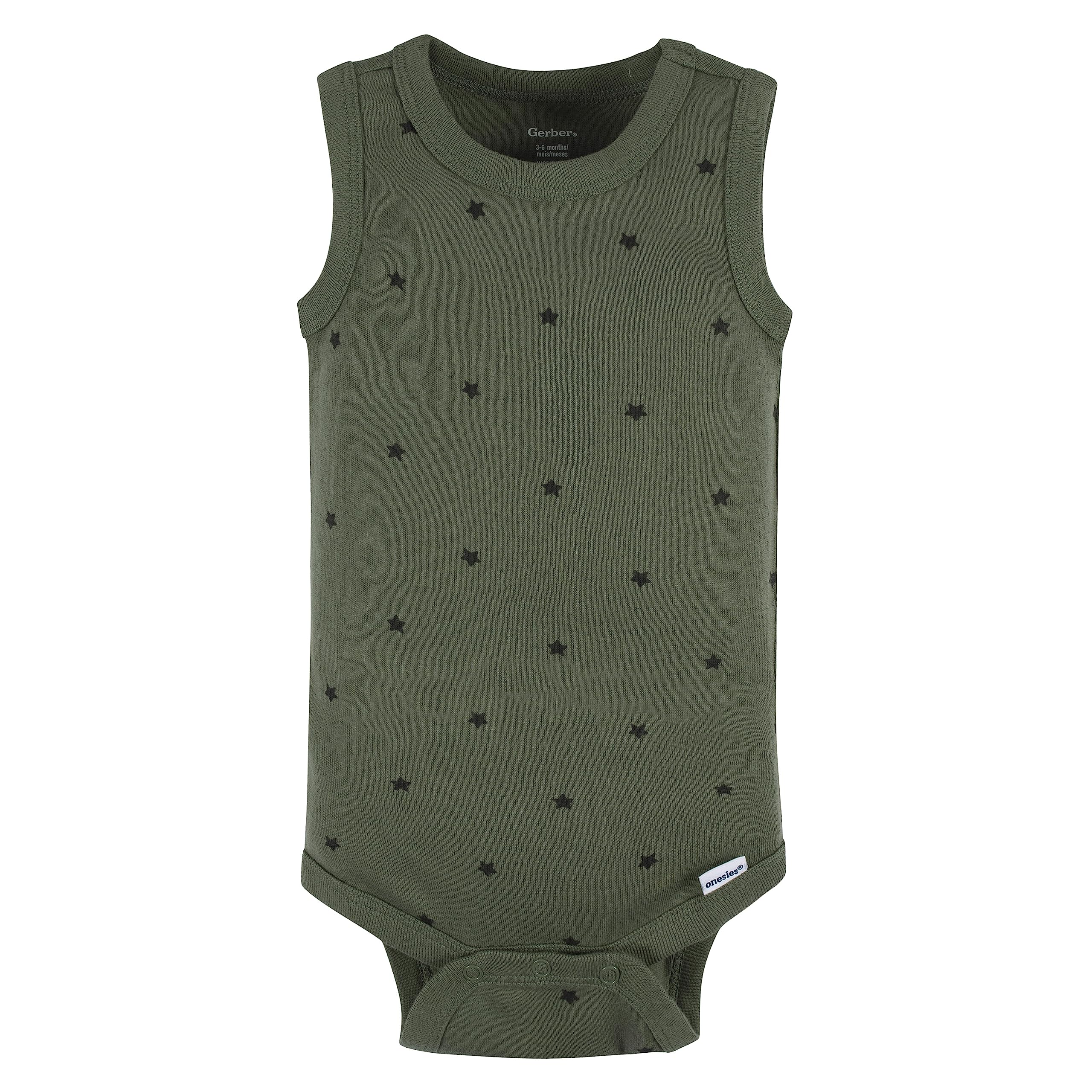 Gerber Baby Boys Multi-Pack Sleeveless Onesies Bodysuit Green Stars 18 Months