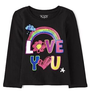 The Children's Place Baby Toddler Girls Long Sleeve Graphic T-Shirt, Love You, 12-18 Months