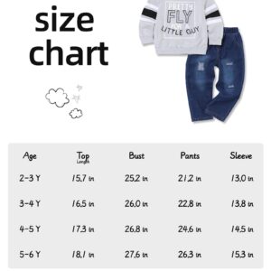 oklady Boy Clothes 5T 6T Long Sleeve Letter Sweatshirts Top and Ripped Jeans Pants Toddler Boys Fall Winter Outfits