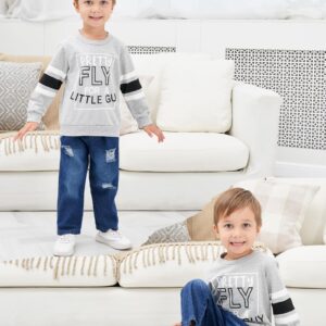 oklady Boy Clothes 5T 6T Long Sleeve Letter Sweatshirts Top and Ripped Jeans Pants Toddler Boys Fall Winter Outfits