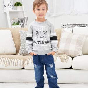 oklady Boy Clothes 5T 6T Long Sleeve Letter Sweatshirts Top and Ripped Jeans Pants Toddler Boys Fall Winter Outfits